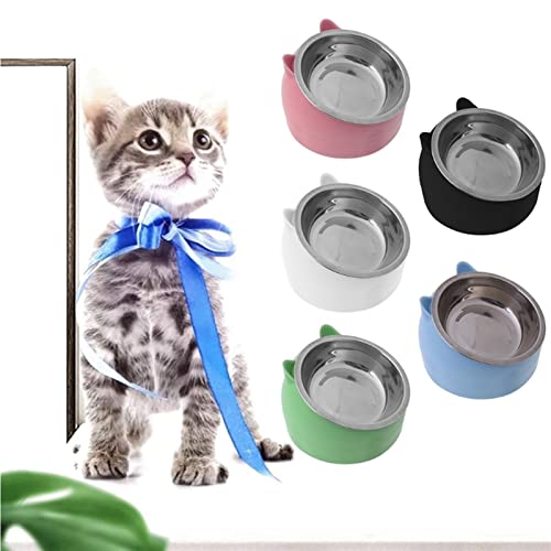 FUUIE Bowls for Food and Water Stainless Steel Cat Dog Food Bowl 15°Slanted Non-Slip Pet Utensils Puppy Feeding Container Supplies (Color : Blue)