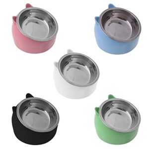 FUUIE Bowls for Food and Water Stainless Steel Cat Dog Food Bowl 15°Slanted Non-Slip Pet Utensils Puppy Feeding Container Supplies (Color : Blue)