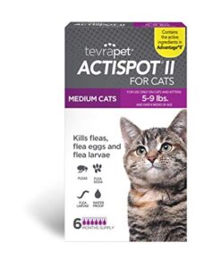 tevrapet actispot ii flea treatment for small and medium cats 5-9 lbs | 6 doses | powerful prevention and control, clear