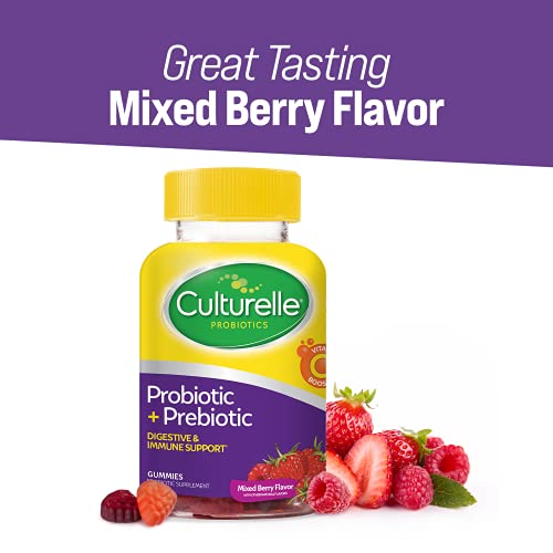 Culturelle Daily Probiotic Gummies for Women & Men, Berry Flavor, 52 Count, Naturally-Sourced Daily Probiotic + Prebiotic for Digestive Health, Non-GMO & Vegan