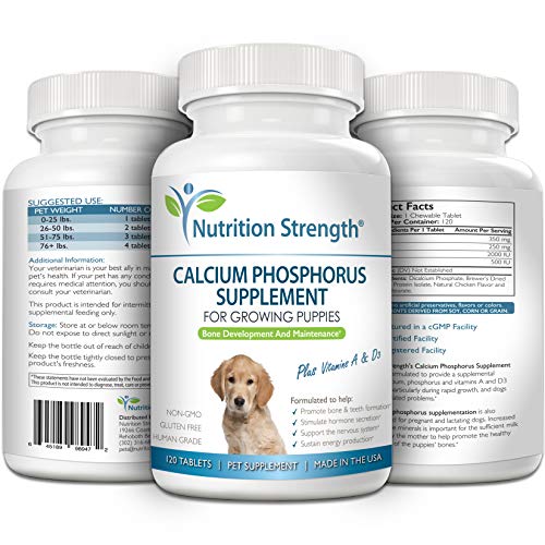 Nutrition Strength Calcium Phosphorus for Dogs Supplement, Provide Calcium for Puppies, Promote Healthy Dog Bones and Puppy Growth Rate, Dog Bone Supplement, 120 Chewable Tablets