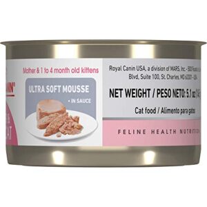 Royal Canin Feline Health Nutrition Mother & Babycat Ultra Soft Mousse in Sauce Canned Cat Food, 5.1 oz Can (Pack of 24)