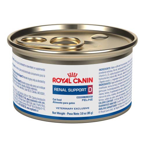 Royal Canin Veterinary Diet Feline Renal Support D Morsels In Gravy Canned Cat Food, 3.0 oz (Pack of 24)