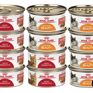 Royal Canin Feline Health Nutrition Canned Cat Food,Thin Slices in Gravy- 3 Ounce Cans- 12 Pack Variety Bundle- 2 Flavors with Pets Food Bowl (6) Adult Instinctive (6) Intense Beauty