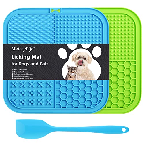 MateeyLife Licking Mat for Dogs and Cats 2PCS, Premium Lick Mats with Suction Cups for Dog Anxiety Relief, Cat Lick Pad for Boredom Reducer, Dog Treat Mat Perfect for Bathing Grooming etc.