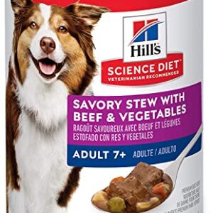 Hill's Science Diet Senior 7+ Canned Dog Food, Savory Stew with Beef & Vegetables, 12.8 oz. Cans, 12-Pack