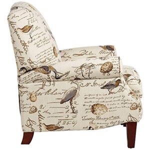 Kensington Hill Birdsong Script and Bird Patterned Recliner Chair Armchair Comfortable Push Manual Reclining Footrest Adjustable Upholstered Bedroom Living Room Reading Home Relax Office