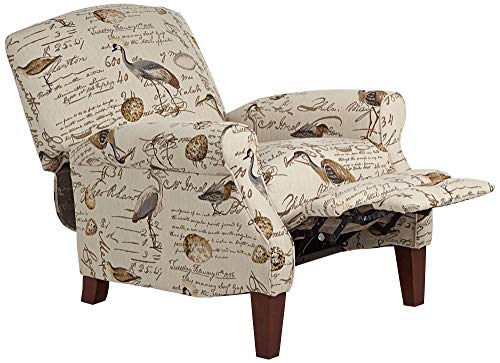 Kensington Hill Birdsong Script and Bird Patterned Recliner Chair Armchair Comfortable Push Manual Reclining Footrest Adjustable Upholstered Bedroom Living Room Reading Home Relax Office