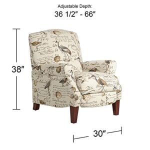 Kensington Hill Birdsong Script and Bird Patterned Recliner Chair Armchair Comfortable Push Manual Reclining Footrest Adjustable Upholstered Bedroom Living Room Reading Home Relax Office