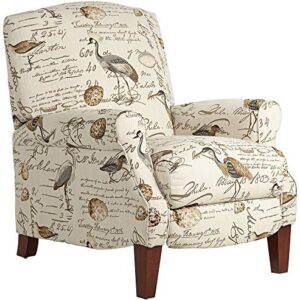 Kensington Hill Birdsong Script and Bird Patterned Recliner Chair Armchair Comfortable Push Manual Reclining Footrest Adjustable Upholstered Bedroom Living Room Reading Home Relax Office