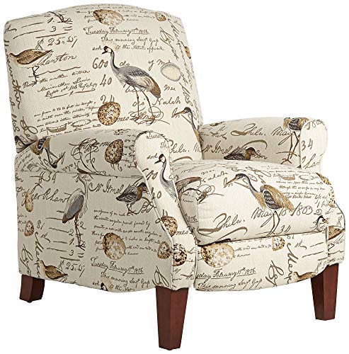 Kensington Hill Birdsong Script and Bird Patterned Recliner Chair Armchair Comfortable Push Manual Reclining Footrest Adjustable Upholstered Bedroom Living Room Reading Home Relax Office