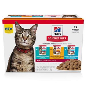 hill’s science diet wet cat food pouches variety, adult, 12 count (pack of 1)