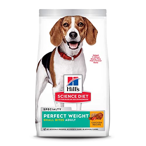 Hill's Science Diet Adult Perfect for Weight Management, Small Bites Dry Dog Food, Chicken Recipe, 4 lb Bag