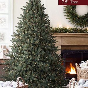 Balsam Hill 7ft Premium Pre-lit Artificial Christmas Tree 'Traditional' Classic Blue Spruce with Clear LED Lights, Storage Bag, and Includes Fluffing Gloves, and Extra Bulbs