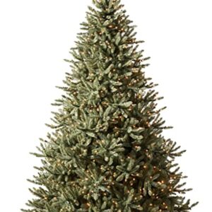 Balsam Hill 6.5ft Premium Pre-lit Artificial Christmas Tree 'Traditional' Classic Blue Spruce with Clear Incandescent Lights, Stand, Storage Bag, and Includes Fluffing Gloves, and Extra Bulbs