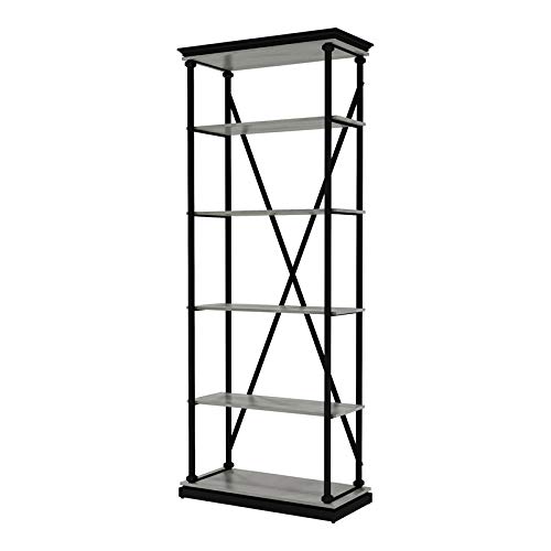 BOWERY HILL Industrial Metal 33-Inch Bookcase in Antique Gray