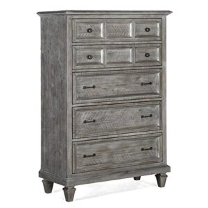 bowery hill modern wood 5 drawer chest in dovetail gray finish