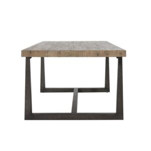 BOWERY HILL 94" Reclaimed Pine Wood and Iron Dining Table in Brown