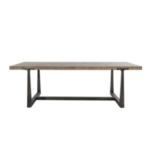 BOWERY HILL 94" Reclaimed Pine Wood and Iron Dining Table in Brown