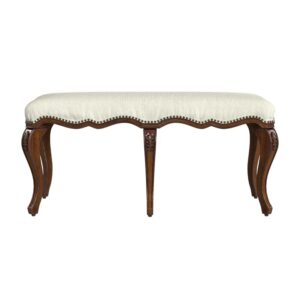 BOWERY HILL Traditional Wooden Upholstered 42" W Bench - Cherry Brown