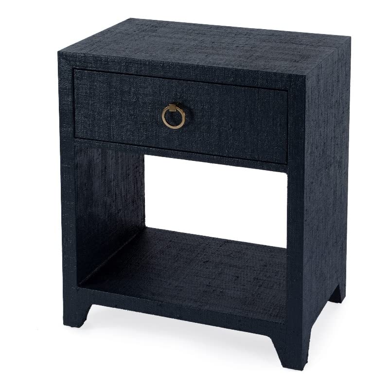 BOWERY HILL Traditional Wood 1 Drawer Nightstand - Navy Blue