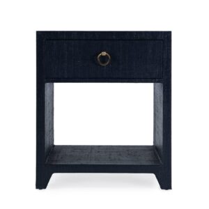 BOWERY HILL Traditional Wood 1 Drawer Nightstand - Navy Blue