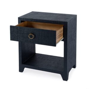 BOWERY HILL Traditional Wood 1 Drawer Nightstand - Navy Blue