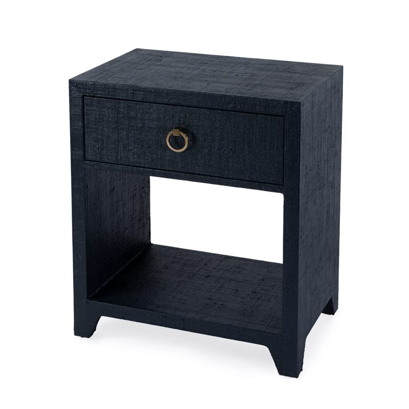 BOWERY HILL Traditional Wood 1 Drawer Nightstand - Navy Blue