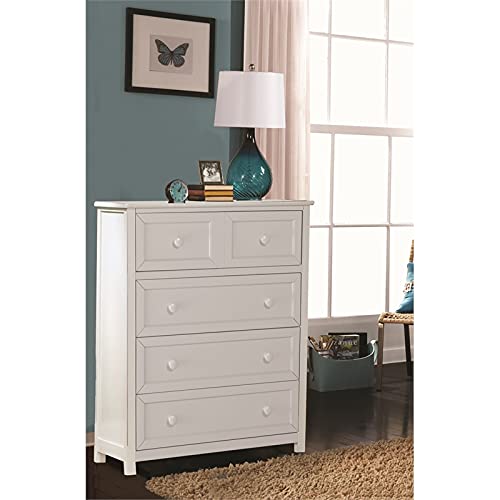 BOWERY HILL Contemporary Wood Four Drawer Chest White Finish