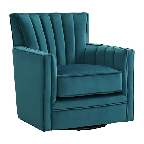 BOWERY HILL Contemporary Styled Wood Green Finish Swivel Chair