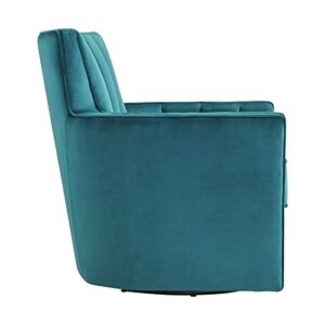 BOWERY HILL Contemporary Styled Wood Green Finish Swivel Chair