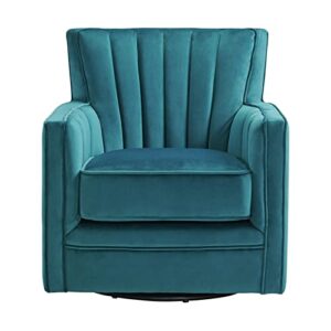 BOWERY HILL Contemporary Styled Wood Green Finish Swivel Chair