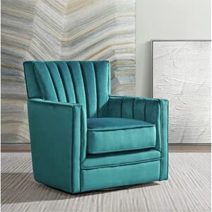 BOWERY HILL Contemporary Styled Wood Green Finish Swivel Chair