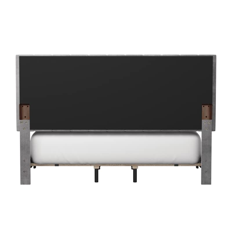 BOWERY HILL Modern Upholstered King Platform Bed in Gray Fabric