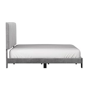 BOWERY HILL Modern Upholstered King Platform Bed in Gray Fabric