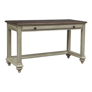 bowery hill wood computer desk in cream puff/walnut brown finish