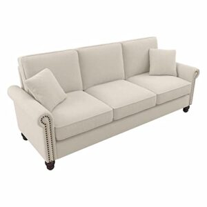 bowery hill 85w upholstered sofa in cream herringbone fabric