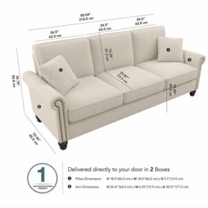 BOWERY HILL 85W Upholstered Sofa in Cream Herringbone Fabric