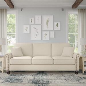 BOWERY HILL 85W Upholstered Sofa in Cream Herringbone Fabric