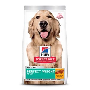 hill’s science diet dry dog food, adult, perfect weight for healthy weight & weight management, chicken recipe, 28.5 lb. bag