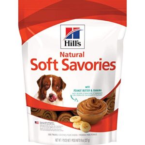 hill’s soft dog treats, soft savories with peanut butter & banana dog snacks, healthy dog treats, 8 oz. bag