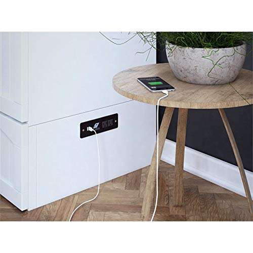 Bowery Hill Murphy Twin XL Bed Chest with Charging Station in White