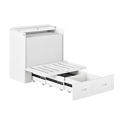 Bowery Hill Murphy Twin XL Bed Chest with Charging Station in White