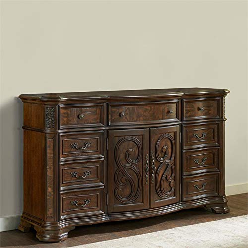 BOWERY HILL Brown Cherry 9-Drawer Dresser