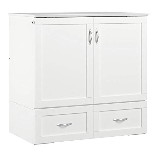 Bowery Hill Wood Twin Extra Long Murphy Bed Chest in White