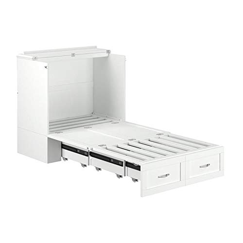 Bowery Hill Wood Twin Extra Long Murphy Bed Chest in White