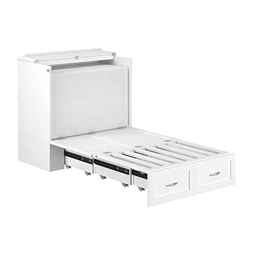 Bowery Hill Wood Twin Extra Long Murphy Bed Chest in White