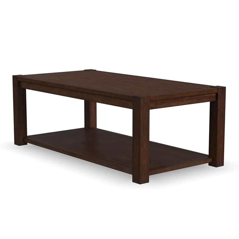 BOWERY HILL Transitional Brown Rustic Rectangular Wood Coffee Table