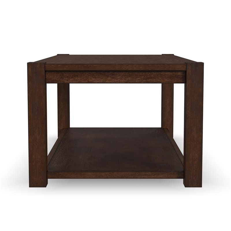 BOWERY HILL Transitional Brown Rustic Rectangular Wood Coffee Table