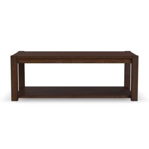 BOWERY HILL Transitional Brown Rustic Rectangular Wood Coffee Table